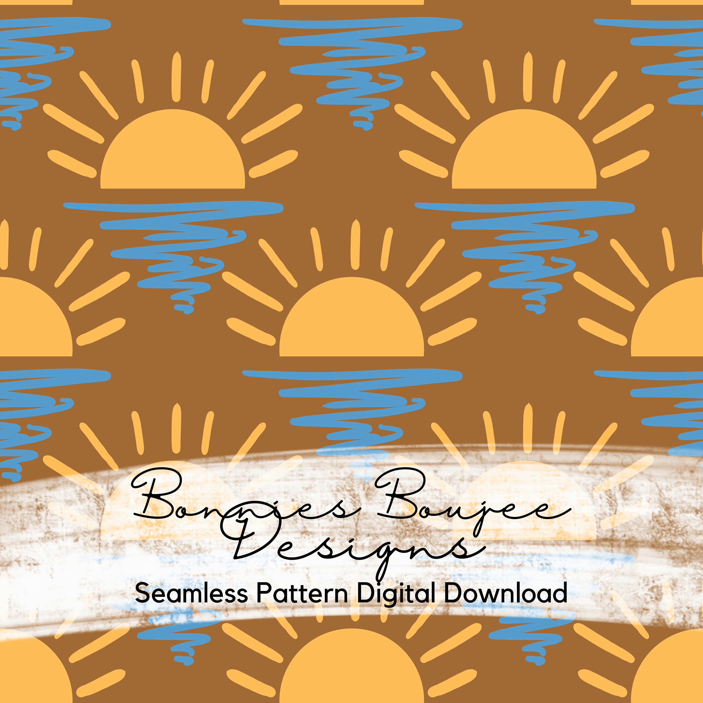 Hand Drawn Sun and Water Boho Seamless File – Bonnie's Boujee Designs