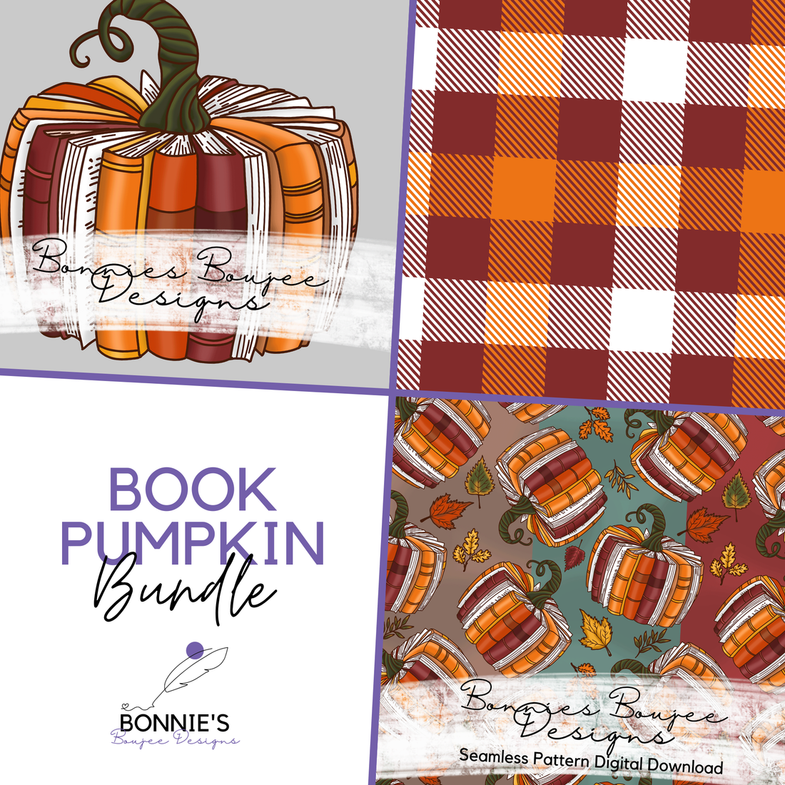 Book Pumpkin Hand Drawn Bundle Purchase – Bonnie's Boujee Designs