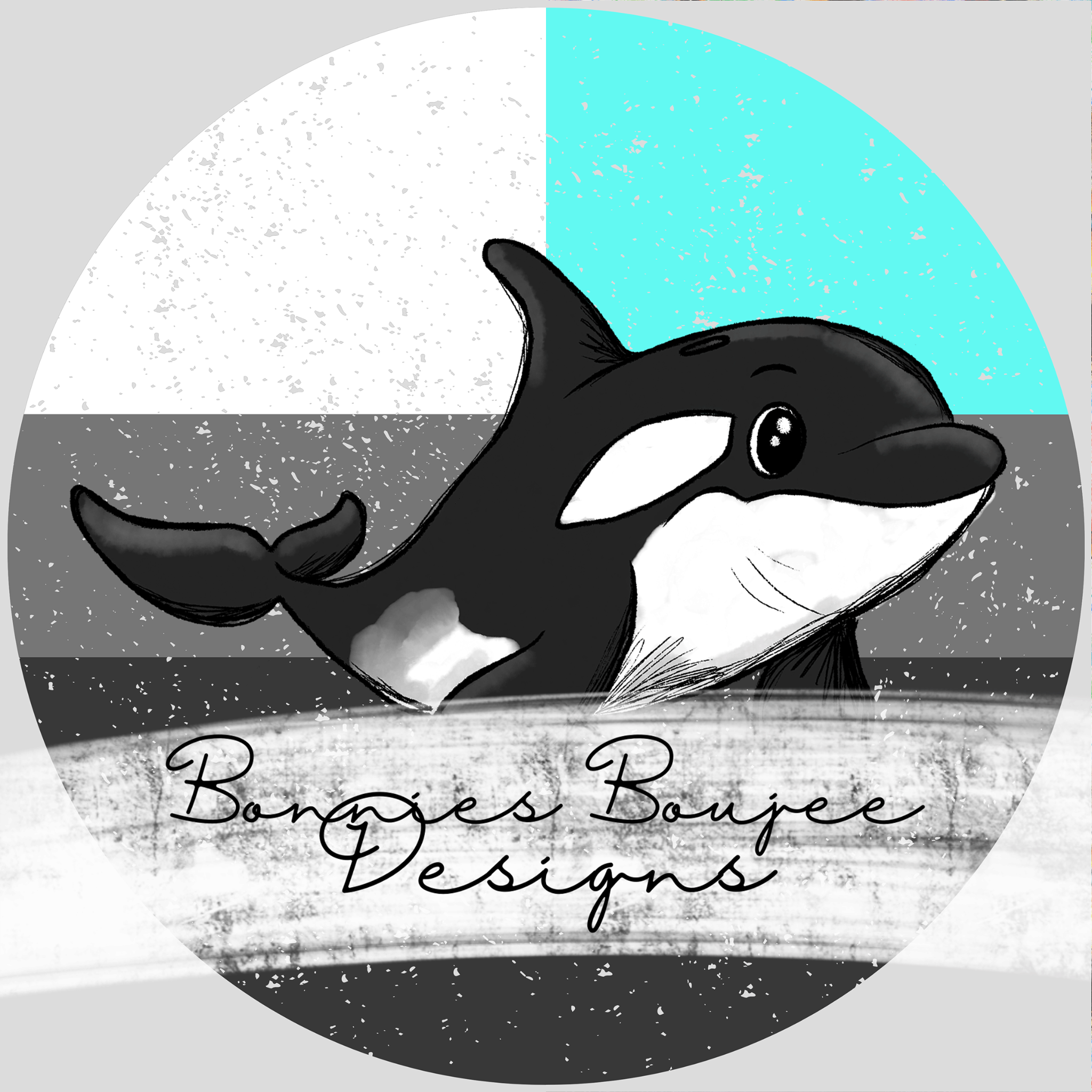 Cute Orca Killer Whale Hand Drawn Sublimination PNG Coordinating - Two ...